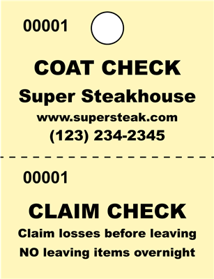 Coat Checks | Claim Checks | Custom Printing | Worldwide Ticketcraft ...