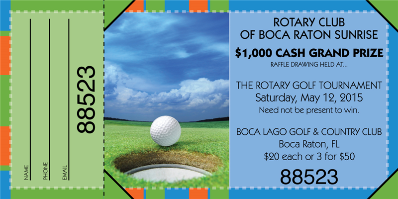Large Golf Raffle Tickets