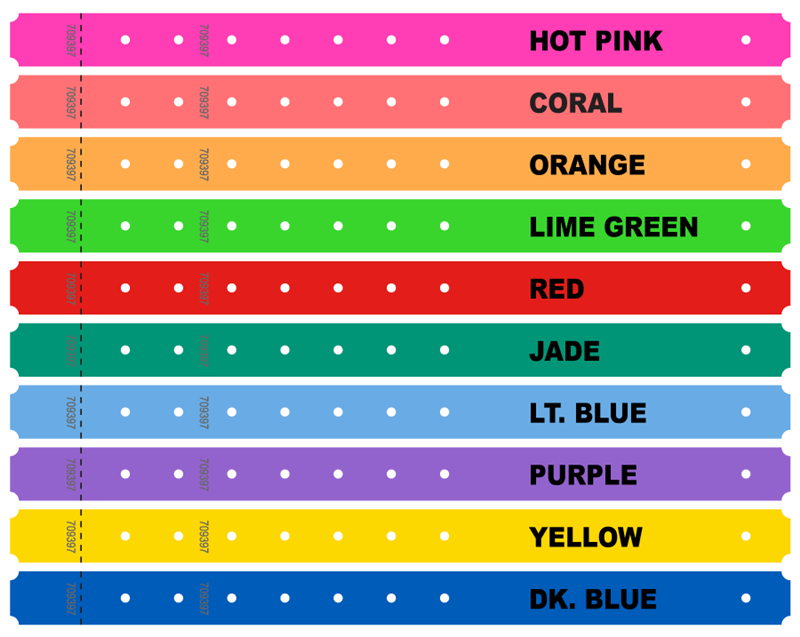 Plastic Wristbands | Worldwide Ticketcraft | WWTC | A Division of WW&L